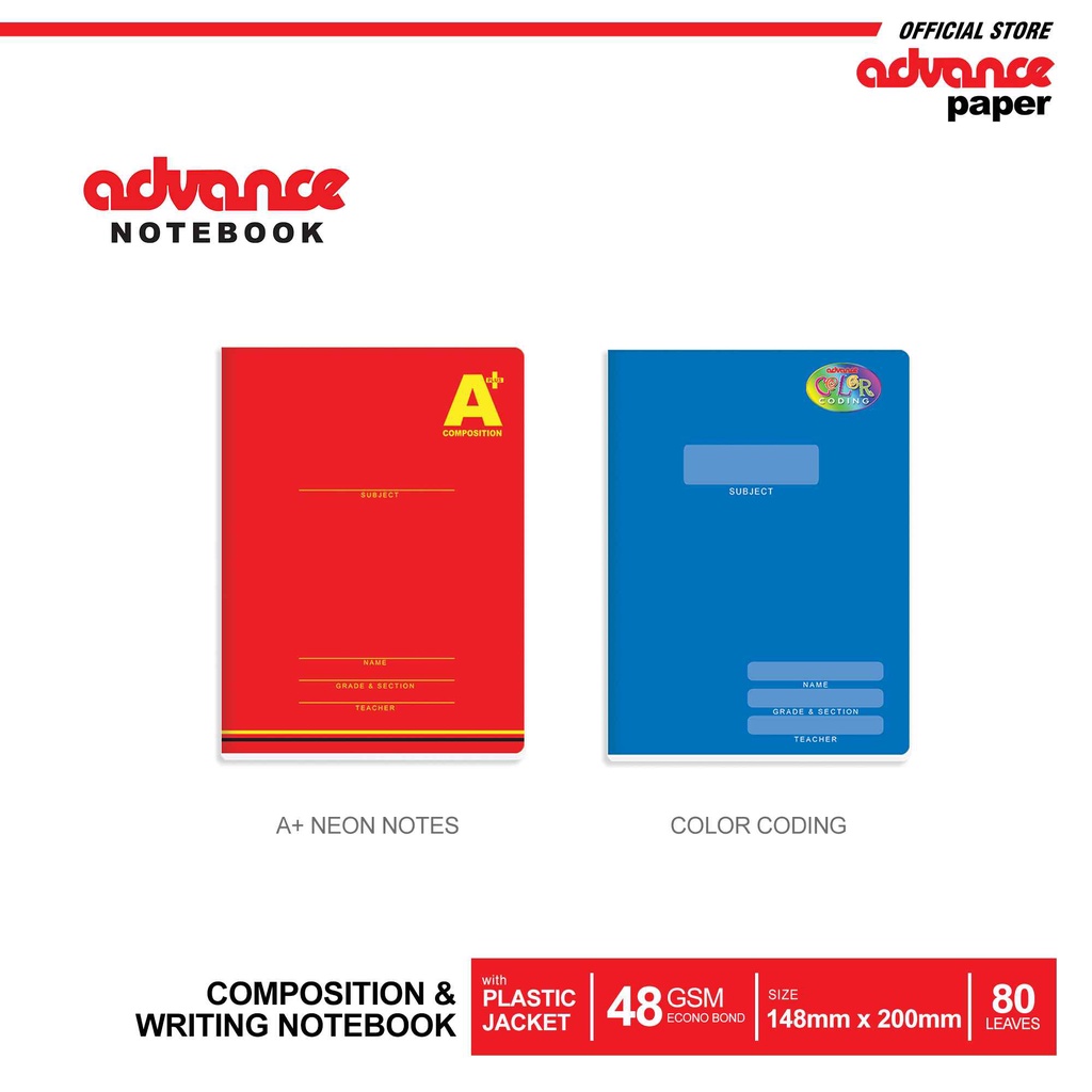 Advance Composition Notebook 80 leaves - Generic Assorted Designs with ...