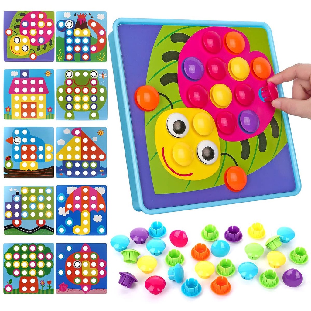 Educational Toys Color Matching Mushroom Pegs Button Art Toy Kids ...