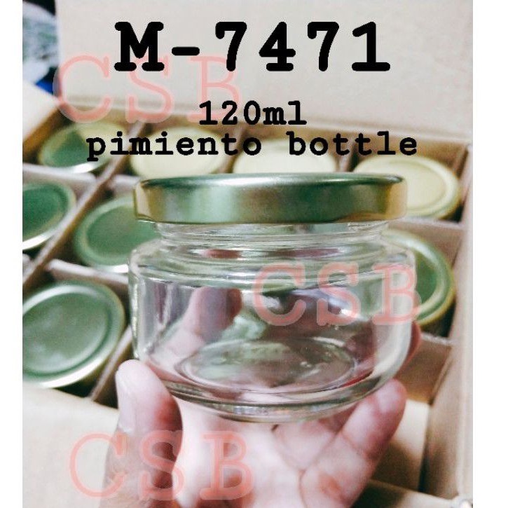 M7471 Glass Jar 120 ml Pimiento Bottle With Plastic Seal | Shopee ...
