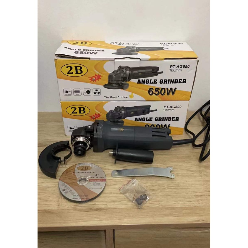 2B ANGLE GRINDER 800W & 650W 100mm (Free 5pcs Cutting Wheels) | Shopee ...