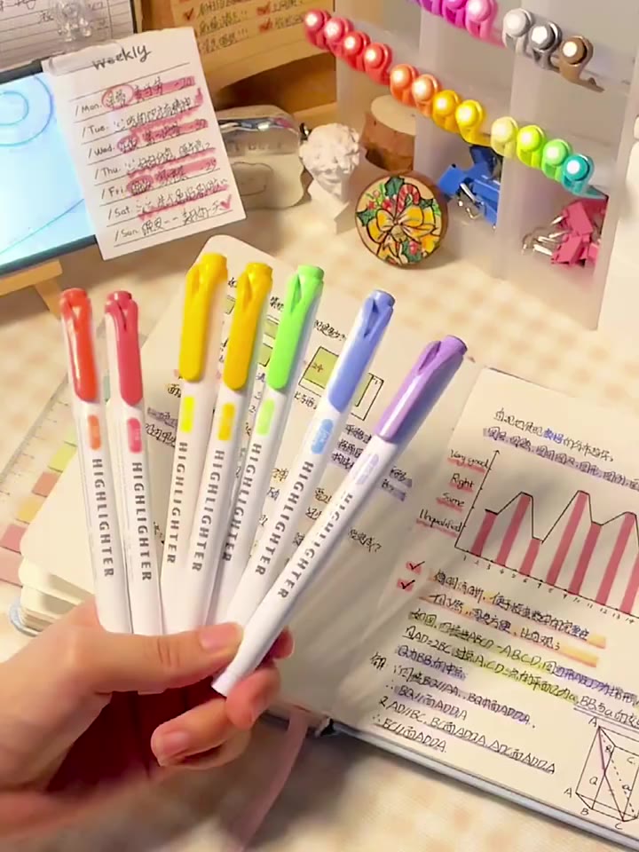 30-color Creative Double-headed Highlighter Set Student Classroom ...