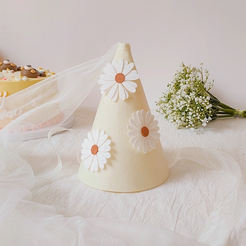 INS First Kids Birthday Daisy Hat Baby Girl Flower Party Hat Mesh ...