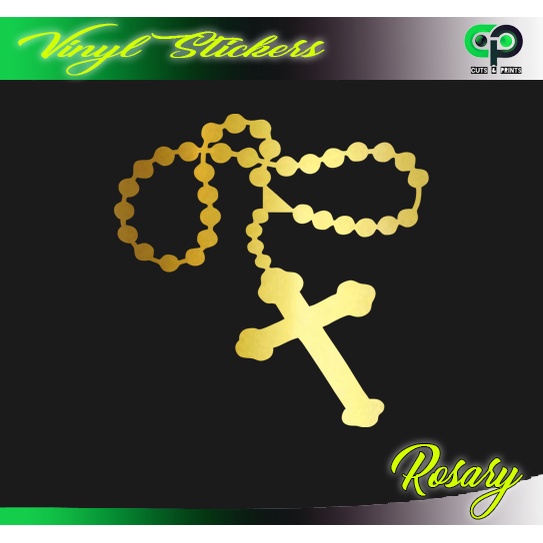 Rosary 002 (Religious) - Vinyl Sticker (For Laptop, Motorcycle, Car ...