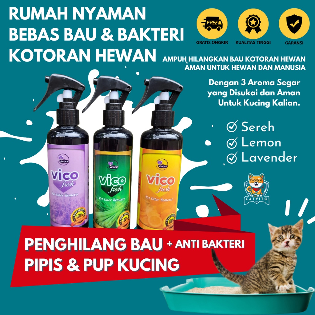 Vico FRESH Spray Deodorizing Cat Cage Poop Remover Pup Pee Pet Odor ...