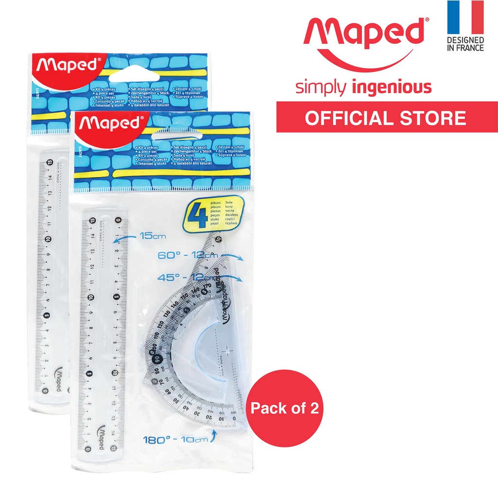 MAPED Mini Triangle Ruler 4-Piece Set Pack of 2 (242815) | Shopee ...