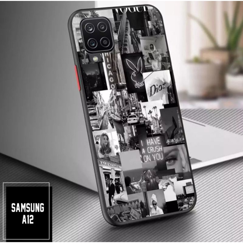 Ax Case custom Samsung A12 Fashion AesThetic Black Series Premium ...