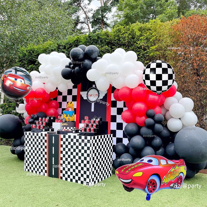 86pcs/set racing car theme party white red balloon bow bride shower set ...