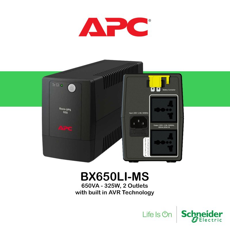 APC UPS 650VA-360W Uninterruptible Power Supply (BX650LI-MS, 2 Outlet ...
