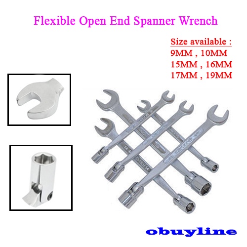 FLEXIBLE OPEN END SPANNER WRENCH & 6 POINT SOCKET NUT WRENCH ( 8MM-19MM ...