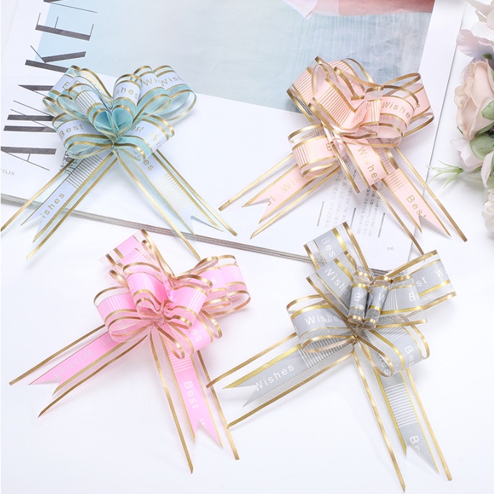 qjoq.ph (10pcs) Hand-pulled "BEST WISHES" bows Ribbon gift & wrapping ...