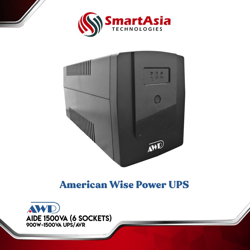 AWP Aide 900W-1500VA Uninterruptible Power Supply with AVR (6 Sockets ...