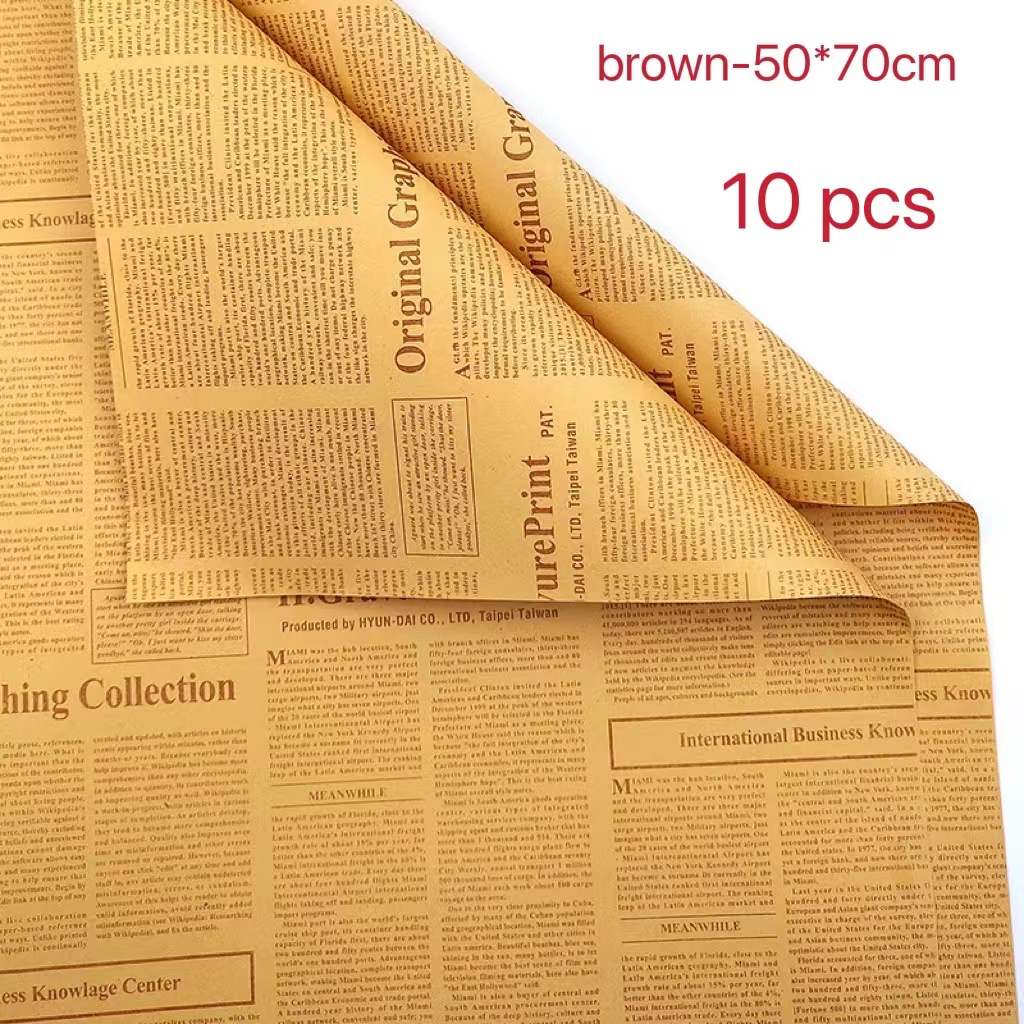 50*70cm Flower Packaging Material Retro Kraft Paper English Newspaper ...