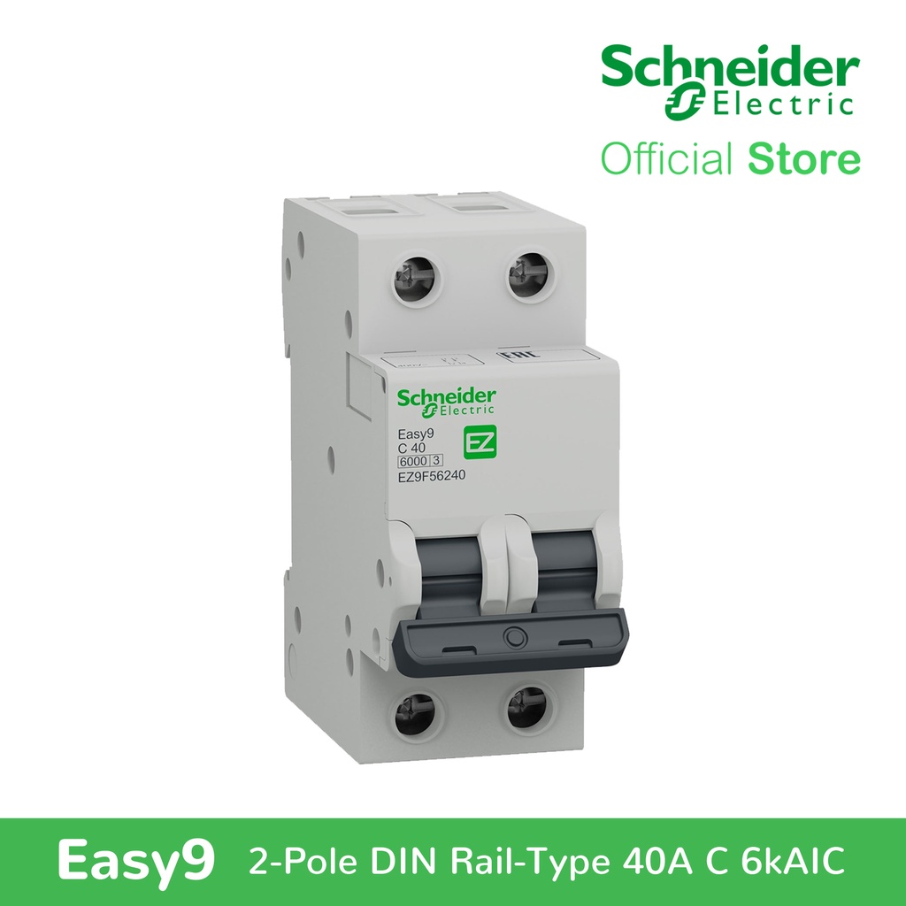 Schneider Easy9 Iec 2p 40a C Din Rail Type Miniature Circuit Breaker