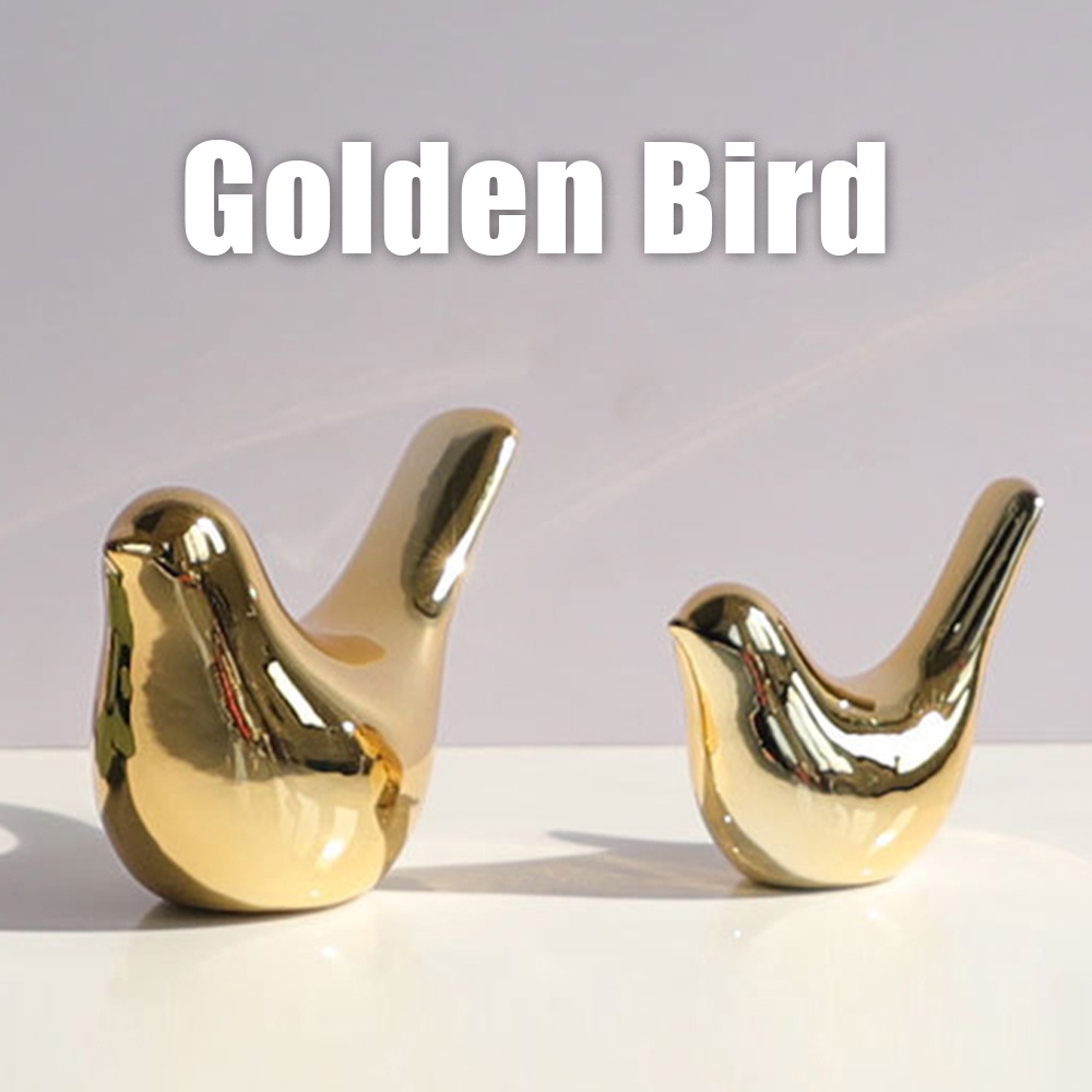 Golden Bird Ornaments Modern Ceramic Bird Statues Animal Sculpture Home ...