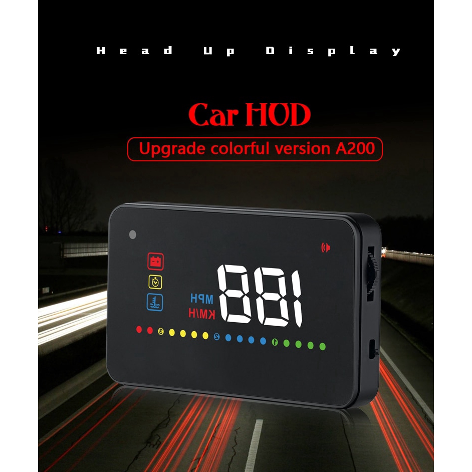 A200 universal car hud head up show s peedometer display water temperature obd2 projected on ...