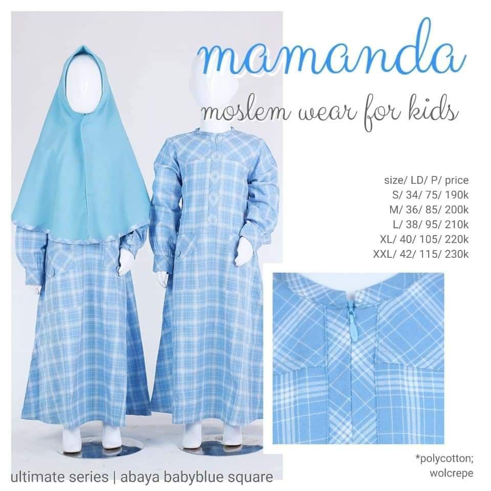 Syari Mamanda Ultimate Abaya Babyblue Square Robe Set For Kids | Shopee ...