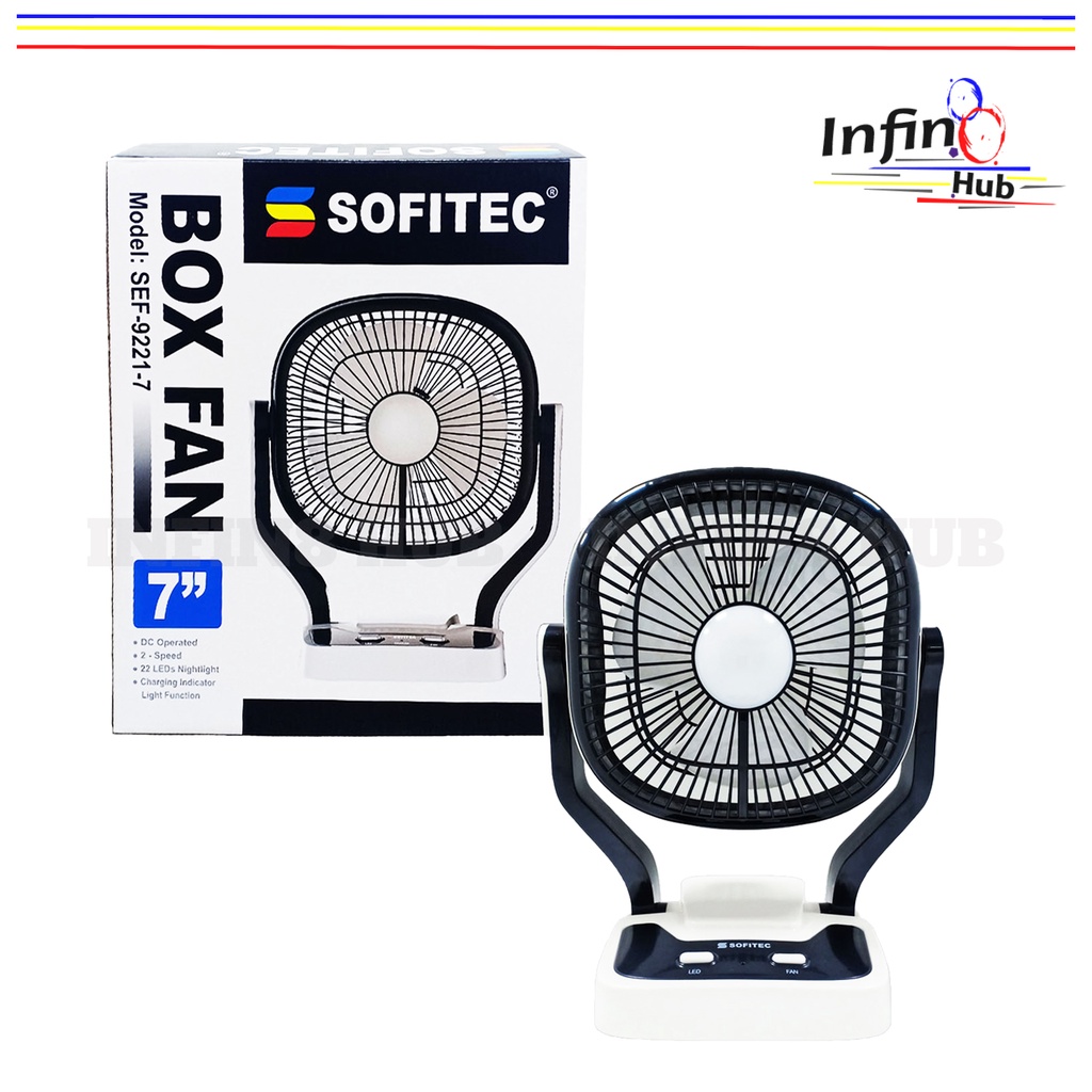 Sofitec SEF-9221-7 Black Portable Fan Rechargeable Table Desk Fan with ...