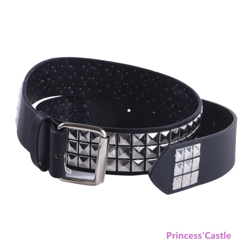 Punk Studded Leather Belt Rock Rivet Belt with Bright Metal Pyramid ...