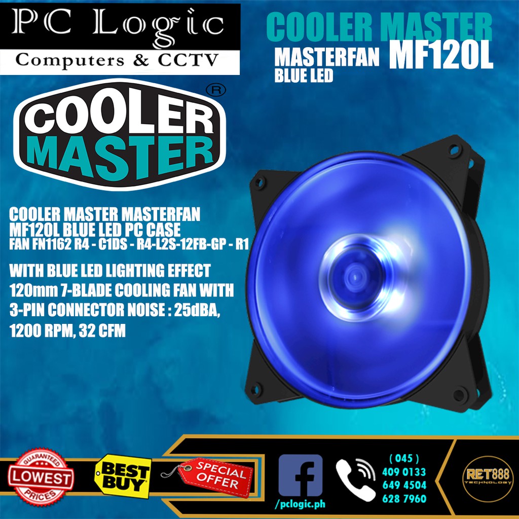 COOLER MASTER MASTERFAN MF120L BLUE LED | Shopee Philippines