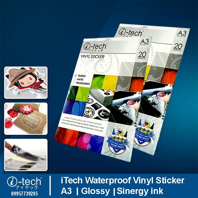 i-tech A3 Vinyl Sticker Waterproof Matte / Glossy / Transparent 20Sheets/Pack ITech High Qualit ...