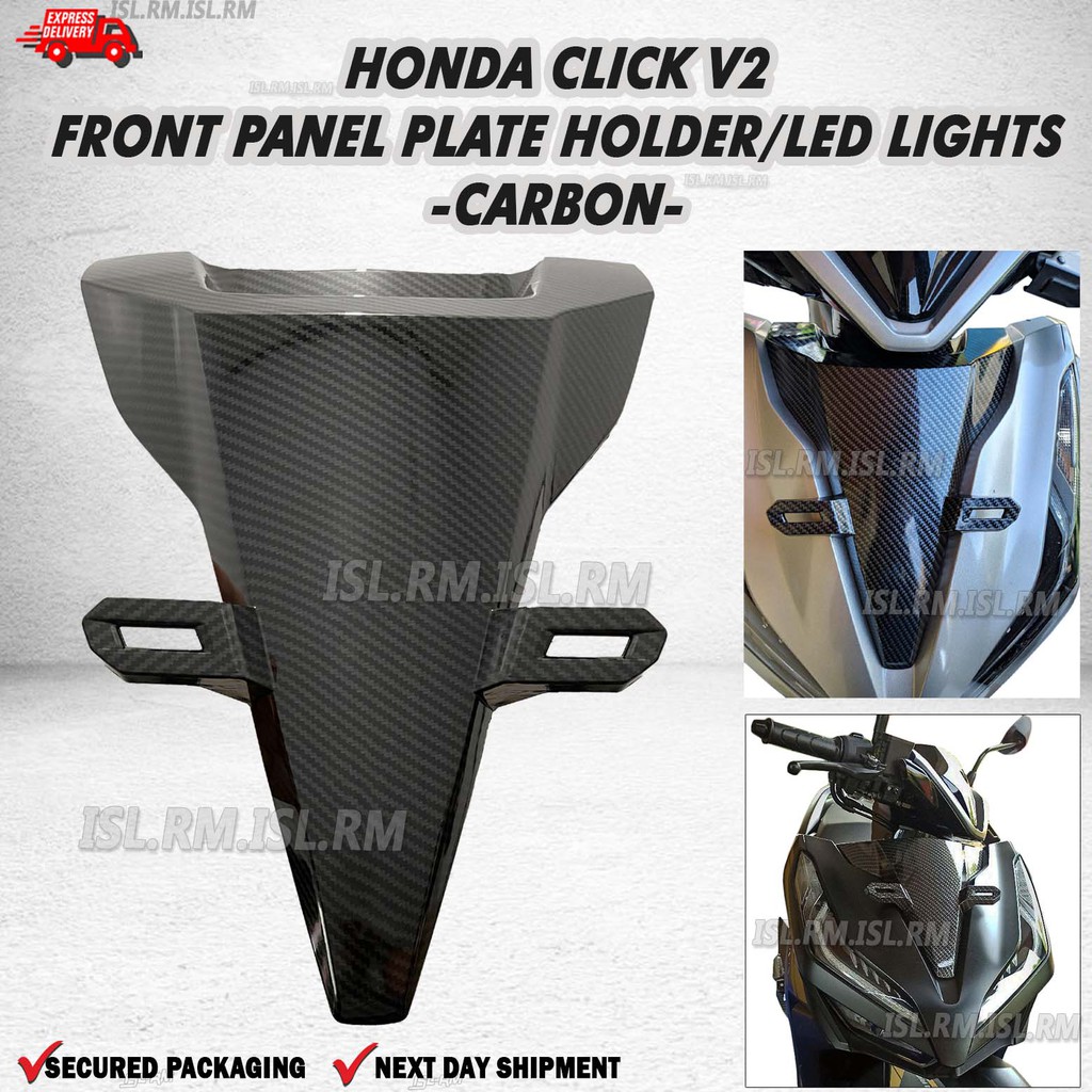 Honda Click V2 front panel with plate holder/ led light CARBON plug and ...