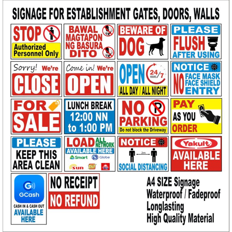 PVC Plastic signage for establishment keep area clean | Shopee Philippines