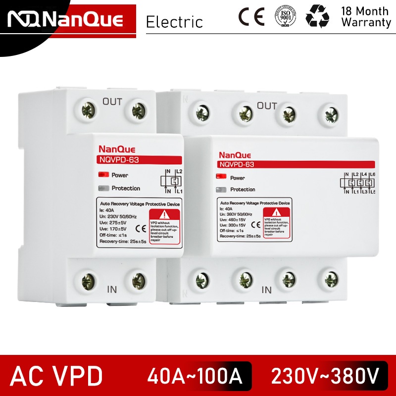 40A 63A 100A Over Voltage and Under Voltage Protective Device Single ...