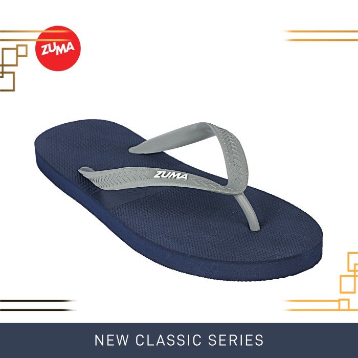 Zuma Men Classic 24/Men's Rubber Flip-flops - Navy Grey | Shopee ...