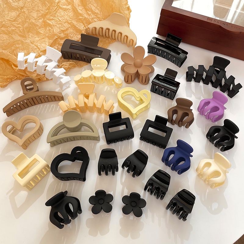 5 Pcs/Set Khaki Hair Clamp Simple Ponytail Claw Clip Summer Fashion ...