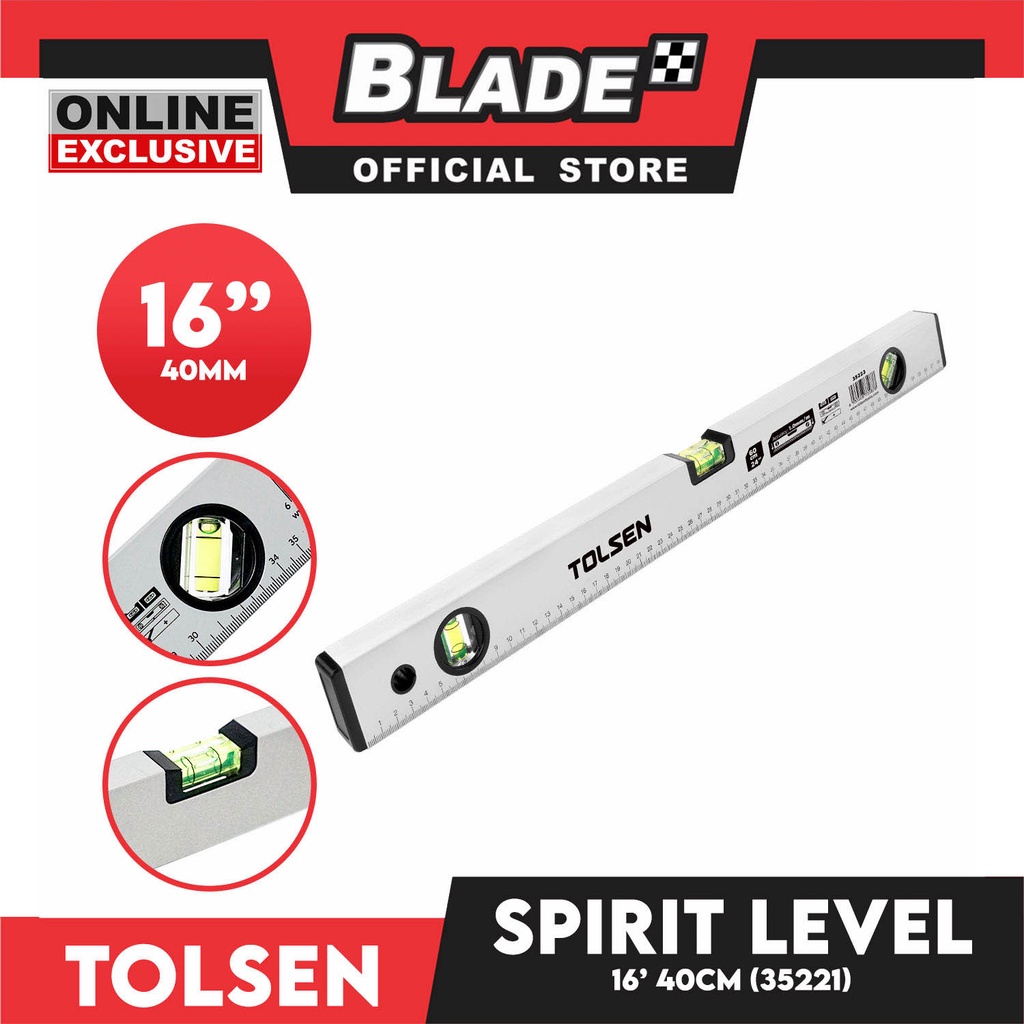Tolsen Spirit Level 40cm, 16' ' Metric Scale With 3 Bubbles, Aluminium ...