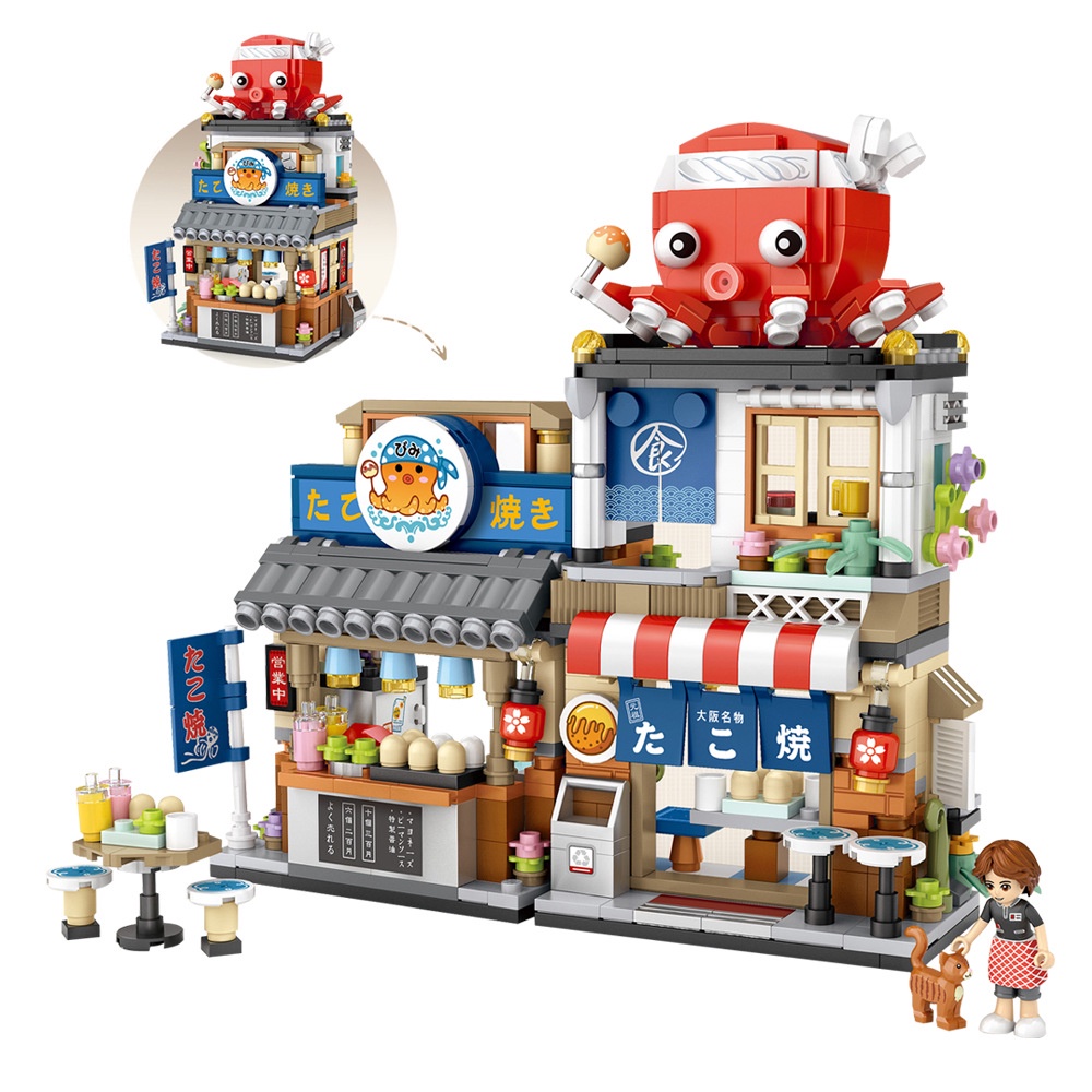 LOZ Blocks Cute Street Japanese Shop Building Bricks Luxury Food Store Toy Kids Toys for ...