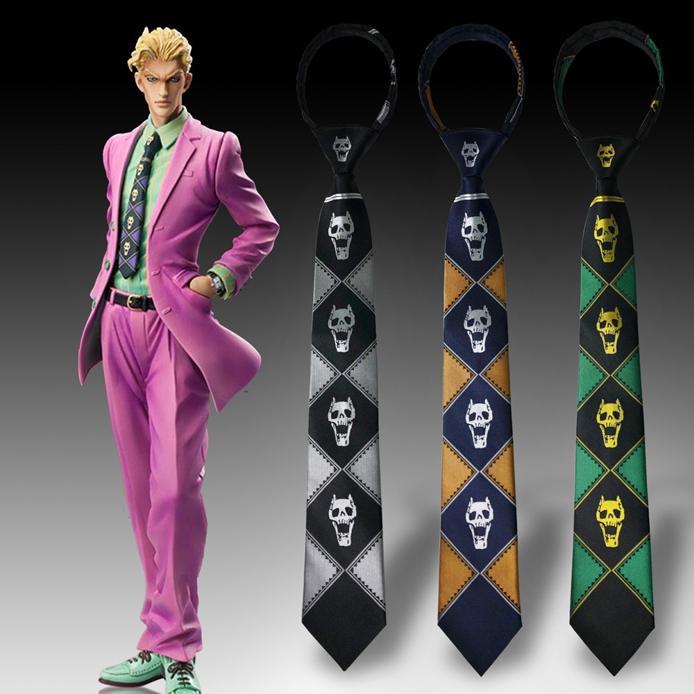 JoJo's Bizarre Adventure KILLER QUEEN Kira Yoshikage Skull Neck Tie ...
