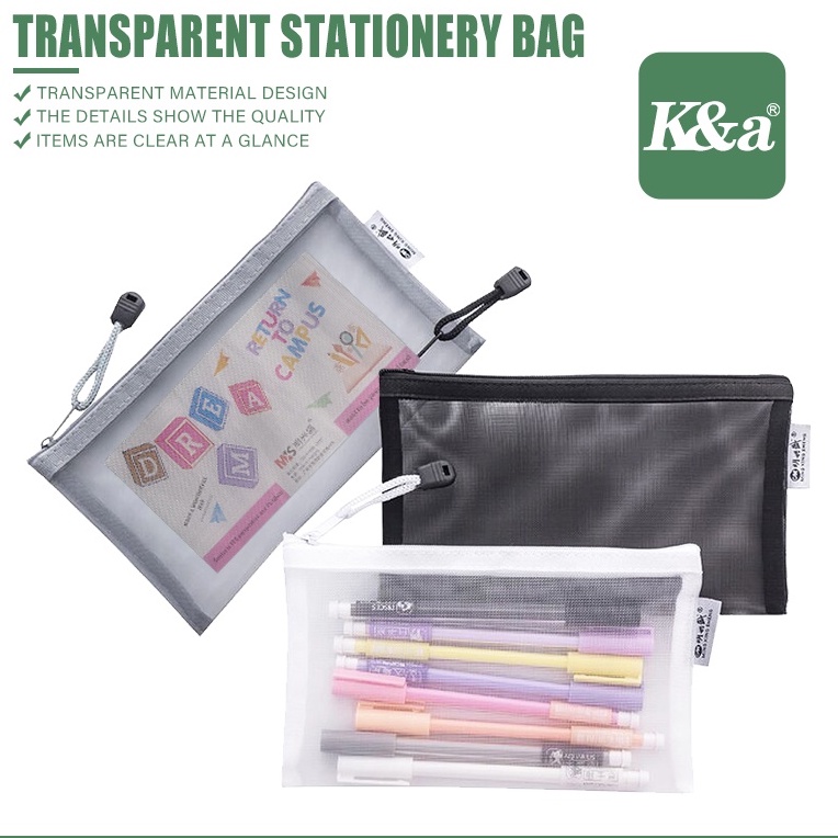 Stationary Mesh Pen Bag Nylon Pencil Bag Pencil Case Mesh Pen Case ...
