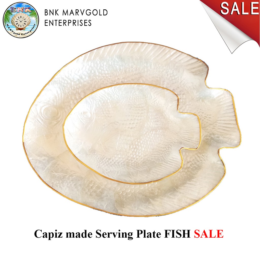 Capiz made Serving Plate FISH Design High Quality Small and Medium ...