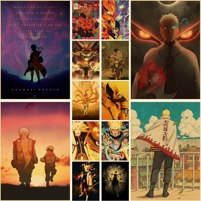 Vintage NARUTO Anime Poster Retro Decorative Prints Wall Painting ...