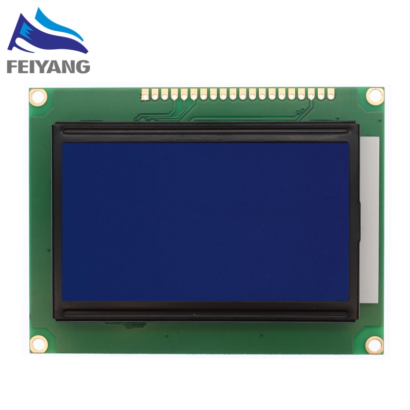 128*64 DOTS LCD module 5V Blue/Green screen 12864 LCD with backlight ST7920 Parallel port ...