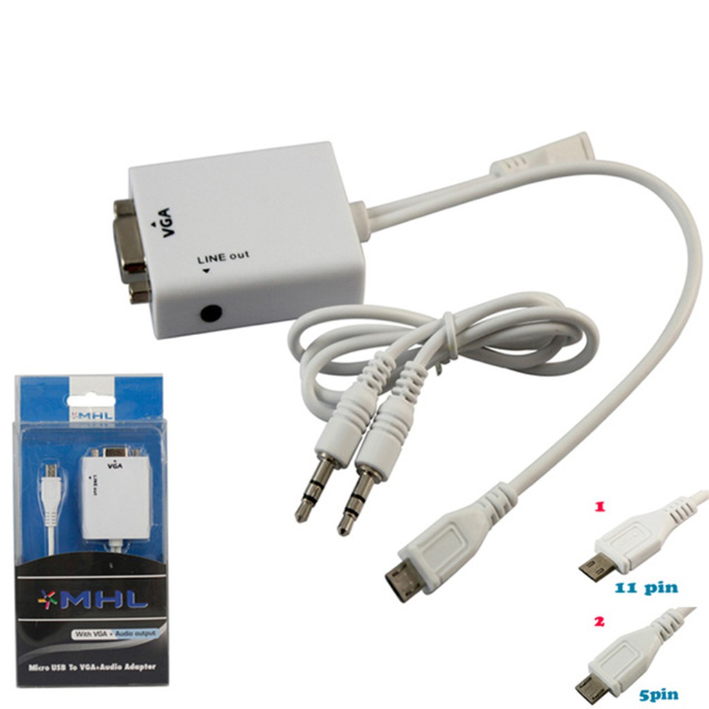 Micro USB to VGA Audio Output MHL Adapter | Shopee Philippines