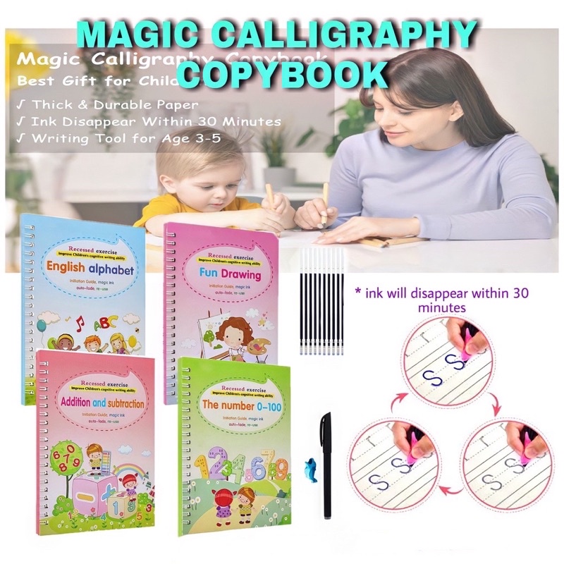 Magic Writing Practice Book Write Lost Reusable Copy Writing Magic Book ...