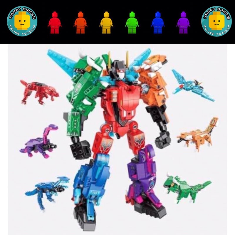 6in1 Dino Mecha Robot Transformation Building Blocks Educational Toy ...