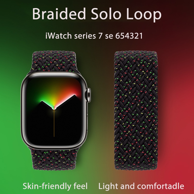 Black Unity Braided Solo Loop Apple Watch 7 Strap Band Nylon Woven ...