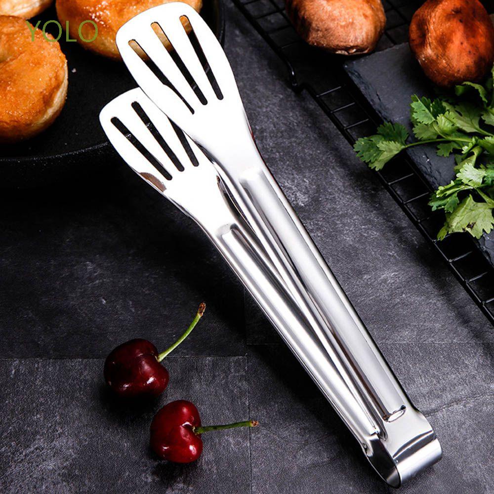 YOLO Barbecue Kitchen Utensils Dessert Stainless Steel Food Tongs ...