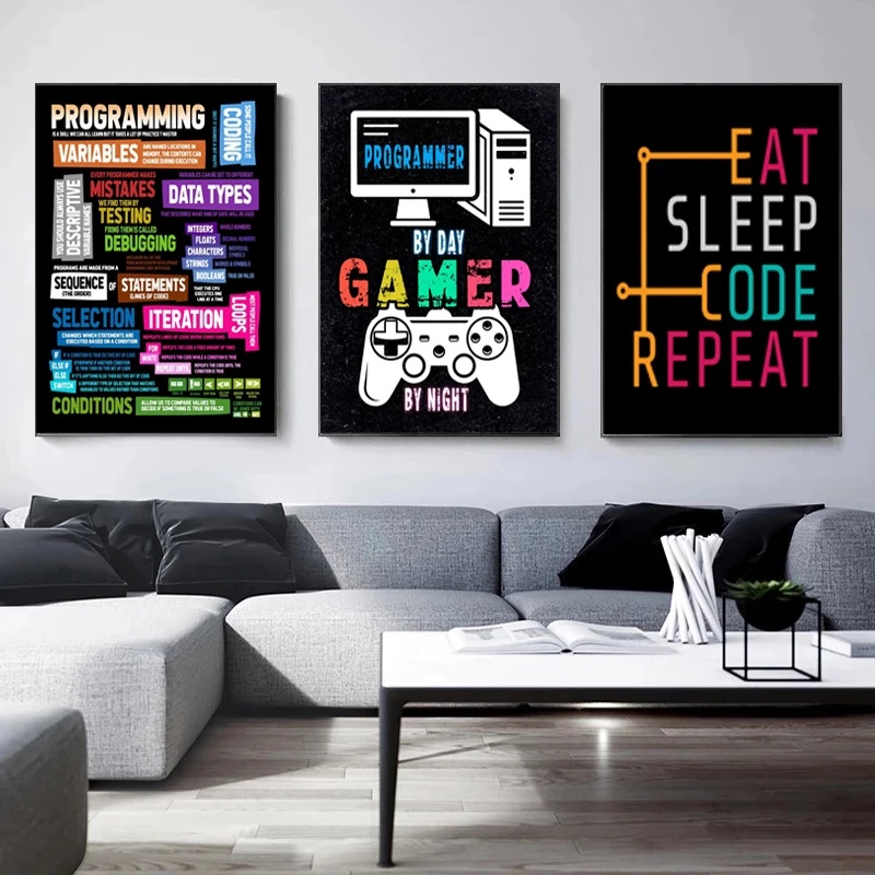 Frames Programmer Gamer Artwork Inspirational Canvas Painting Posters ...
