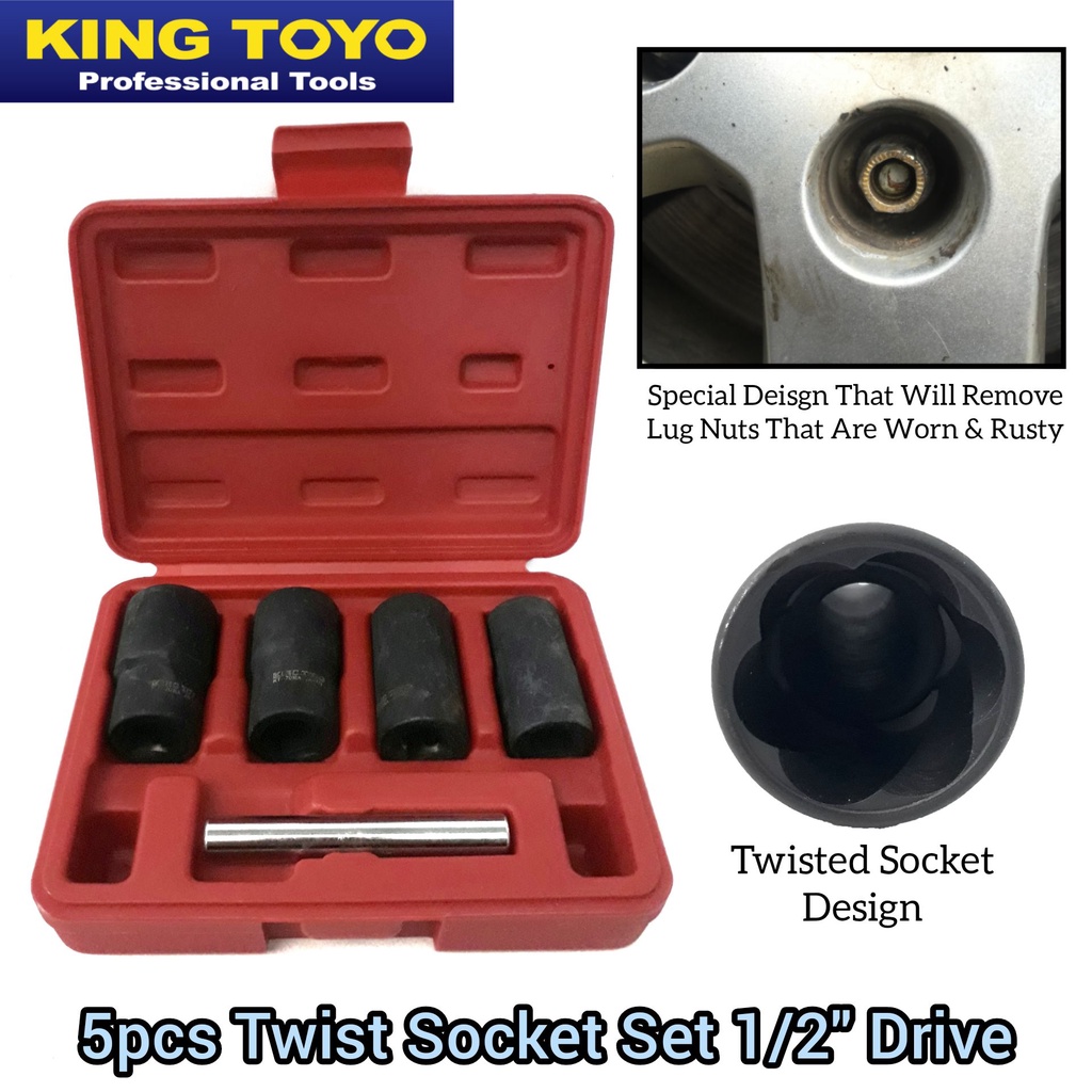 King Toyo Heavy Duty Twisted Impact Box Socket Set For Removing Screw ...