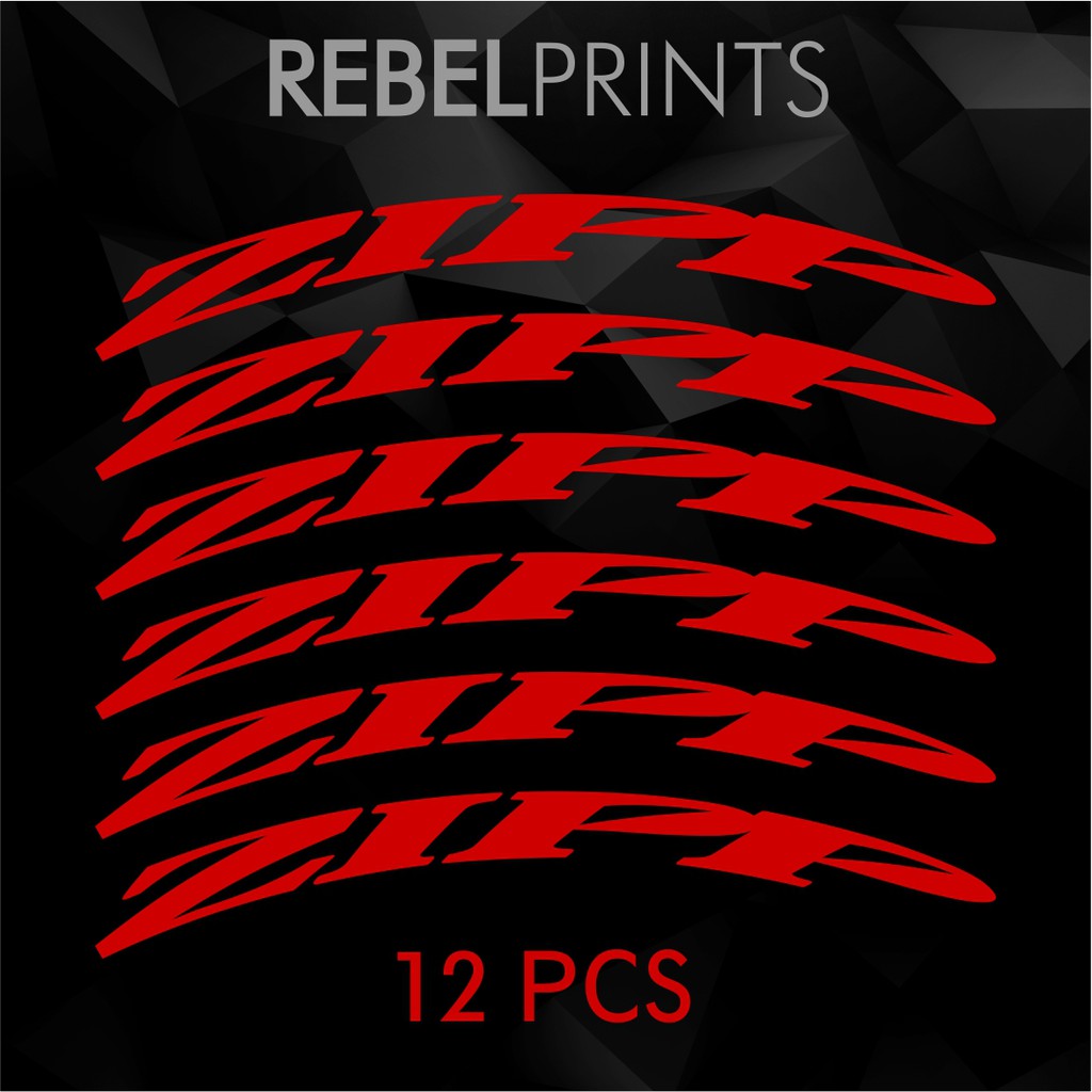 ZIPP (12 pcs) Wheel Rim Sticker Decals Vinyl for Mountain Bikes, Road ...