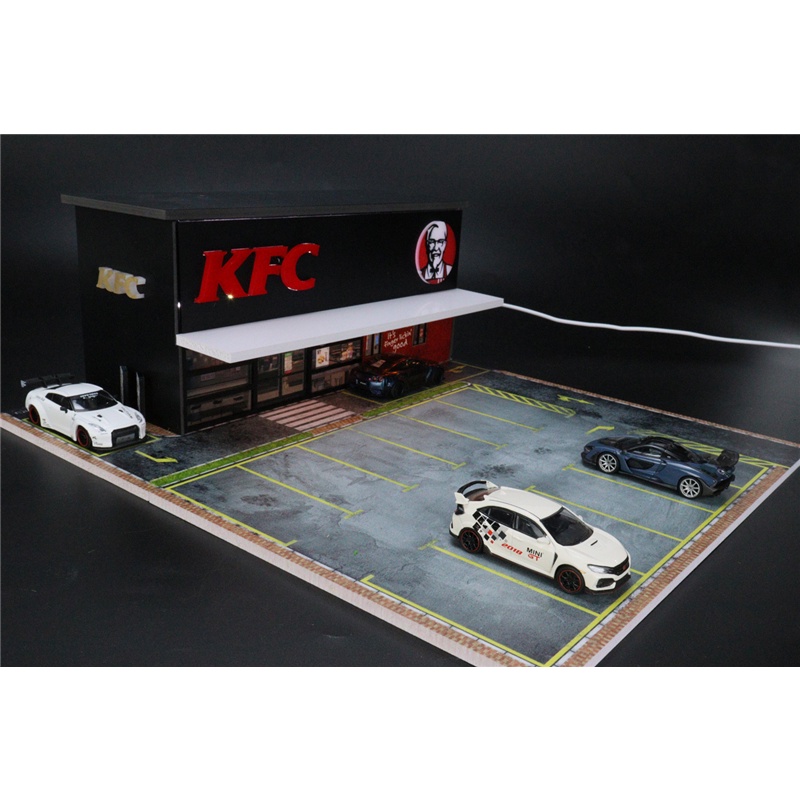 G-FANS 1:64 Diorama with LED Light KFC/McDonald's w/Parking Lots ...