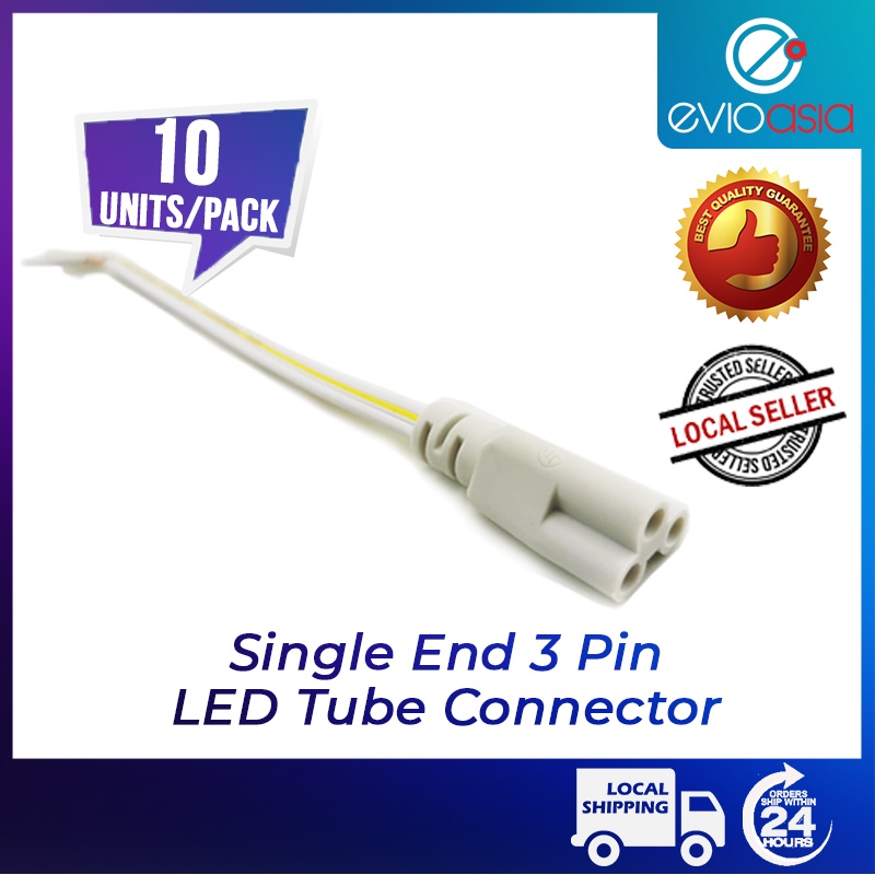 Unico(10pcs/pack) T4 T5 T8 LED Single End Tube Connector Cable 15cm 3 ...