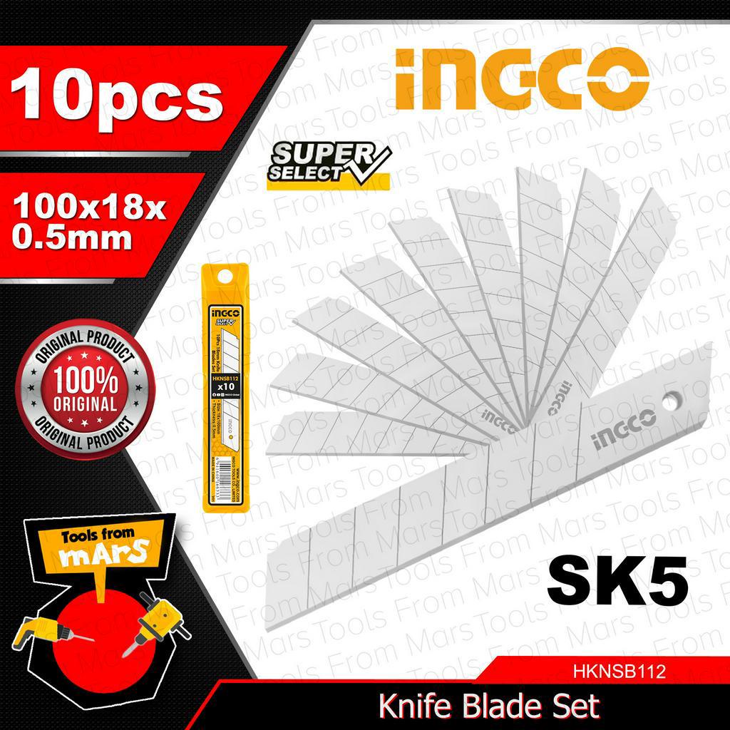 INGCO 10PCS Knife Blades Set Utility Cutter Knife Replacement Blade ...
