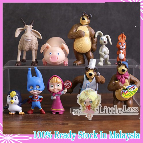 10Pcs Masha And The Bear Cartoon Characters Action Figure Toys Cake ...