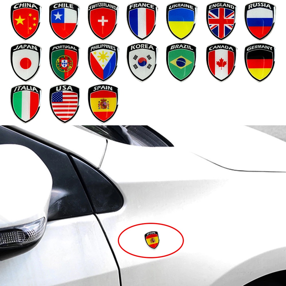 3D Resin Gel National Flag Sticker Reflective Country Emblems Shield ...