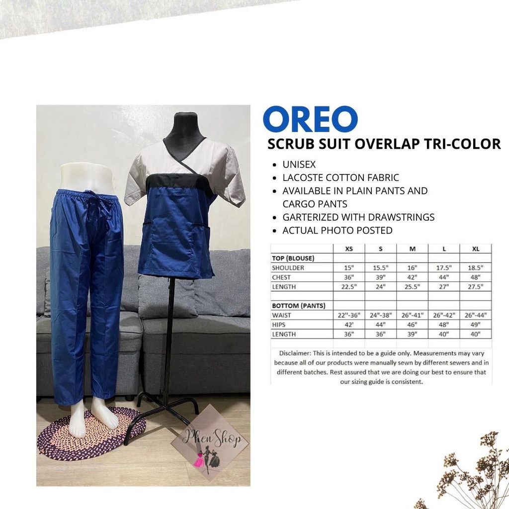 SCRUB SUIT SET OVERLAP TRI-COLOR ( OREO ) | Shopee Philippines